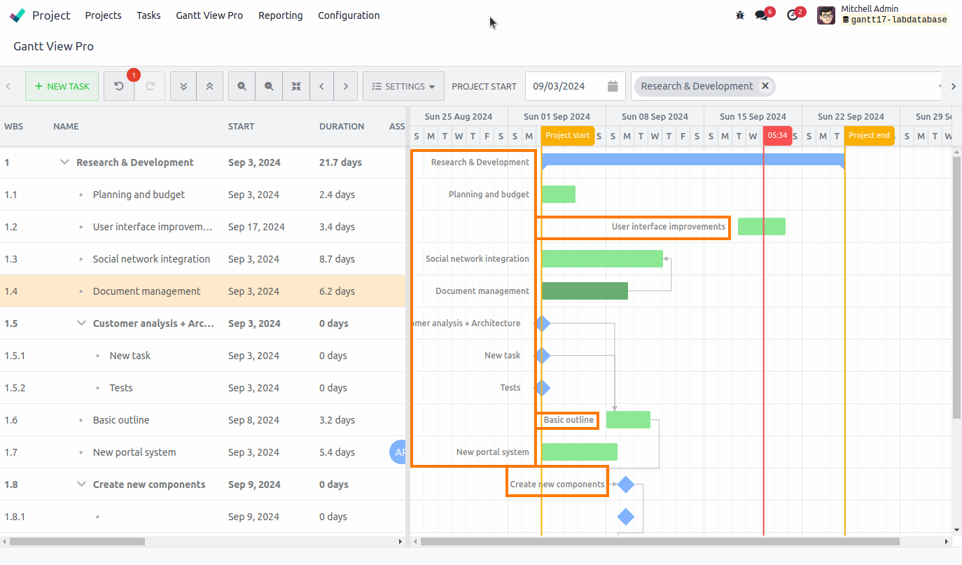 Bryntum Gantt for Odoo Docs